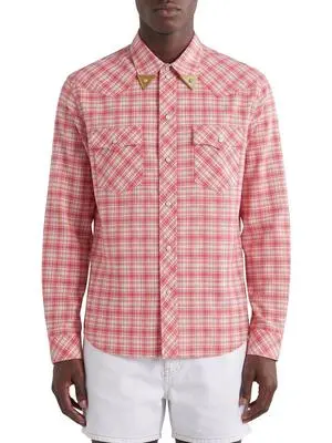 Versace Check Cotton Shirt - Red