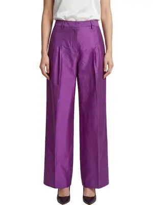 SARA ROKA Wide Leg Silk Trousers - Violet