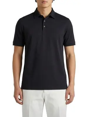 ZANONE Basic Cotton Polo Shirt - Black