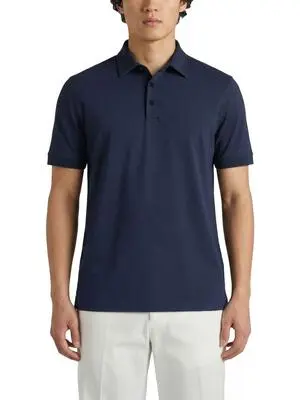 ZANONE Basic Cotton Polo Shirt - Blue