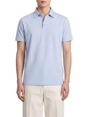 ZANONE Basic Cotton Polo Shirt - Gnawed Blue
