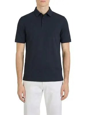 ZANONE Basic Cotton Polo Shirt - Navy