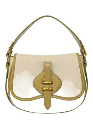 COCCINELLE Mavery Mini Handbag In Canvas And Grained Leather - Green