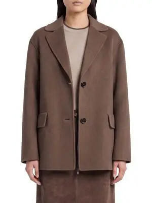 Max Mara Short Single-breasted Coat In Pure Virgin Wool - Gold