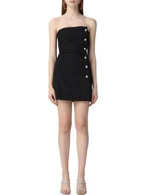 Alessandra Rich Pinstripe Mini Dress - Black