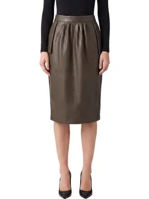 Stella McCartney High-waisted Midi Pencil Skirt In Smooth Synthetic Leather - Brown