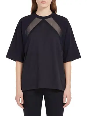 Pinko Pinko Cotton And Polyester T-Shirt With Mesh Detail Black