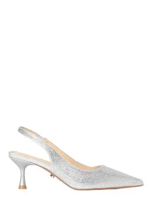 TWENTY FOURHAITCH Phuket Rhinestone Fabric Slingback - Silver