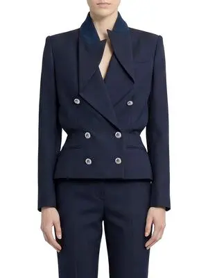 Alexander McQueen Double-breasted Wool Blazer - Navy