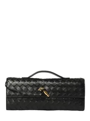 Bottega Veneta Medium Andiamo Intrecciato Lambskin Top Handle Bag - Black