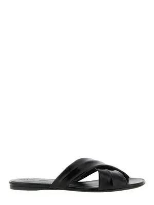 Khaite Leather Liria Sandals - Black