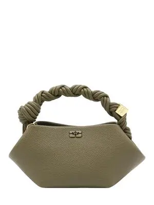 GANNI Butterfly Mini Recycled Leather Handbag With Braided Handle - Olive