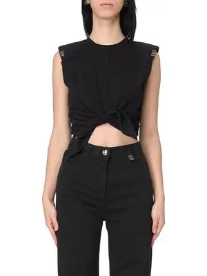 Elisabetta Franchi Cropped Top With Knot Detail - Black