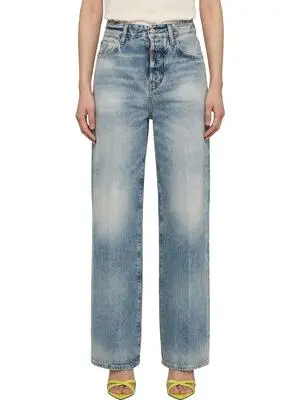 Dsquared2 Cotton Denim Straight Jeans - Navy