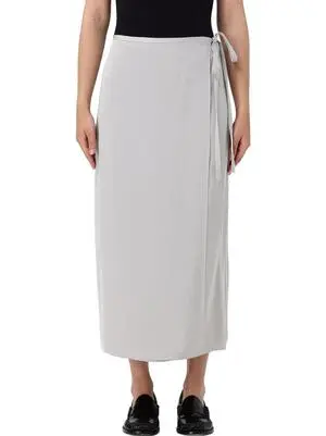 Theory Wrap Midi Skirt - Silver
