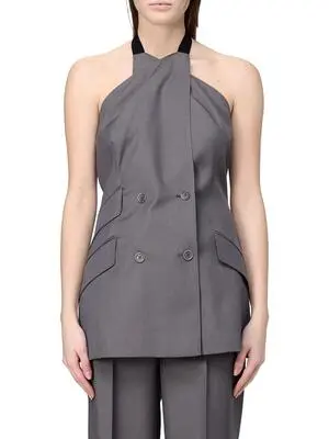 Max Mara Wool Gabardine Halter Neck Top - Grey