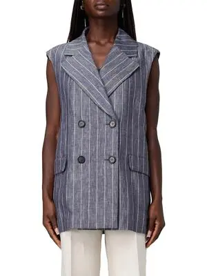 Max Mara Ballò Pinstriped Linen Vest - Blue