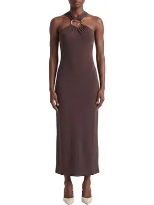 Coperni Halterneck Midi Dress - Brown