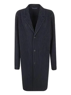 Issey Miyake Homme Plissé Pleated Coat - Navy