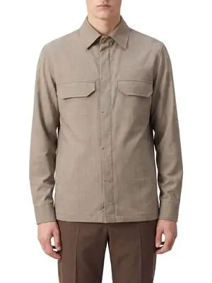 BRIGLIA 1949 Cotton Blend Shirt Jacket With Flap Pockets - Sand