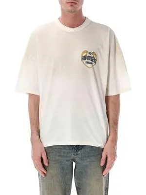 REPRESENT Cotton Crew-neck T-shirt With Logo - Ecru