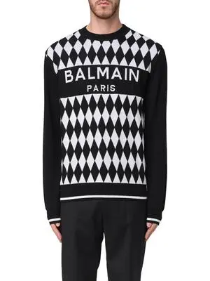 Balmain Diamond Pattern Knit Jumper - Black
