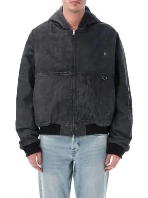 REPRESENT Nylon Hooded Bomber Jacket - Black