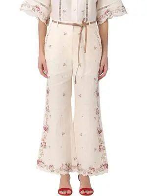 Zimmermann Floral Embroidered Trousers - Beige