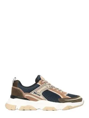 Just Cavalli Suede And Mesh Low-top Sneakers - Blue