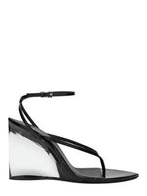 Alaïa Patent Calf Leather Wedge Sandals - Black