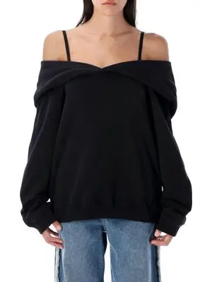 MAISON MARGIELA Off-the-shoulder Sweatshirt With Straps - Black