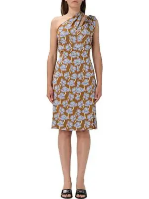 Versace Asymmetrical Floral Print Midi Dress - Multicolor