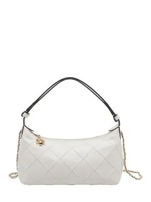 Tory Burch Quilted Crossbody Bag With Gold Tone Chain - Ecru
