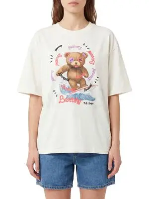 BARROW Barrow Cotton T-Shirt With Graphic Print White