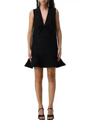 MSGM Sleeveless Mini Dress With V-neck And Bow Detail - Black