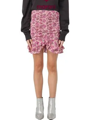 Isabel Marant Étoile Ruched Print Mini Skirt - Fuchsia