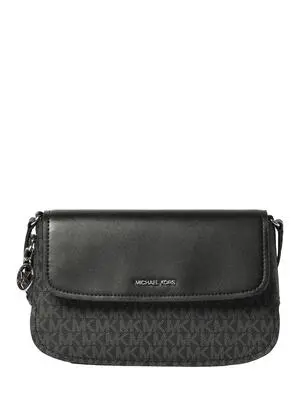 Michael Kors Monogram Coated Cotton Crossbody Bag - Black
