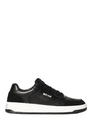 Just Cavalli Leather Sneakers - Black