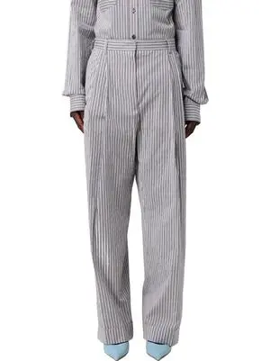 Dries Van Noten Striped Cotton And Silk Wide-leg Trousers - Brown