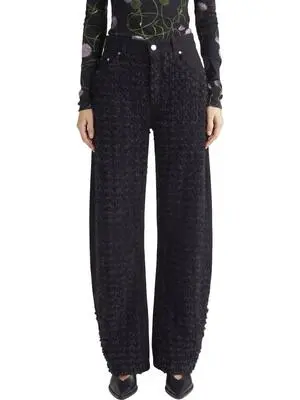 Stella McCartney Baggy Jeans With Bouclé Inserts - Black