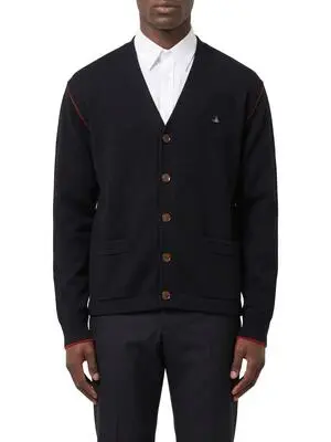 VIVIENNE WESTWOOD Merino Wool And Cashmere Cardigan With Orb Logo - Black