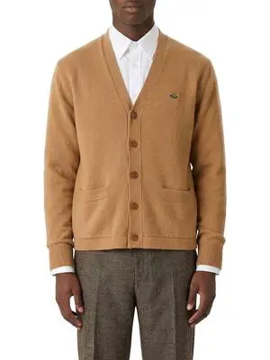 VIVIENNE WESTWOOD Merino Wool And Cashmere Cardigan With Orb Logo - Camel