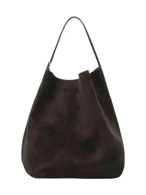 TOTEME Suede Leather Tote Bag With Adjustable Handle And Embossed Logo - Brown