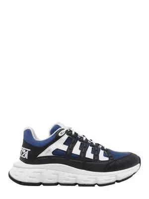 Versace Trigreca Leather And Nylon Sneakers - Blue