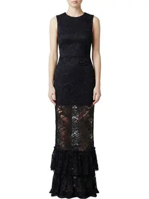 ANIYE BY Lace Maxi Dress With Ruffled Hem - Black