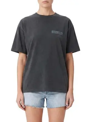 ANINE BING Graphic Print Cotton T-shirt - Black