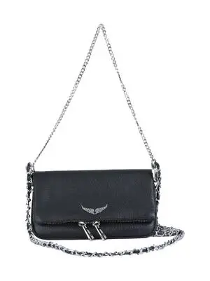 Zadig&Voltaire Rock Nano Grained Calfskin Leather Crossbody Bag - Black