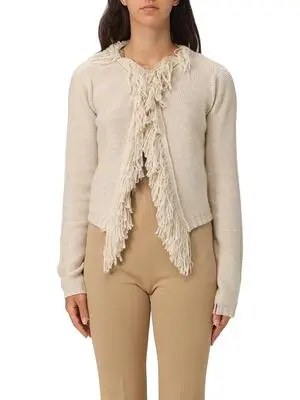 Liviana Conti Knit Cardigan With Fringe Detail - Beige