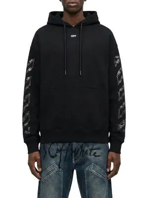Off-White Cotton Hoodie With Logo Detail - Black