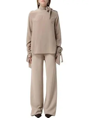 Ermanno Scervino Long Sleeve Blouse With Tie Detail - Sand